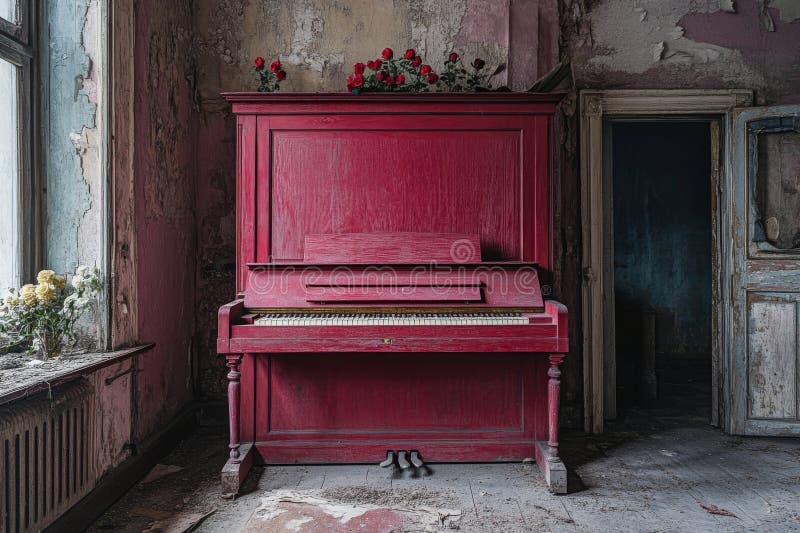A Vintage Piano in a Rustic Old Room Serves As a Decorative Photography ...
