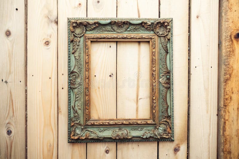Vintage Picture Frame on Wood Stock Illustration - Illustration of wall ...