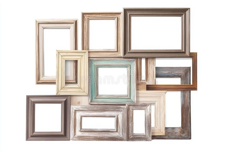 Vintage Picture Frames Arrangement on White Background a Collection of ...