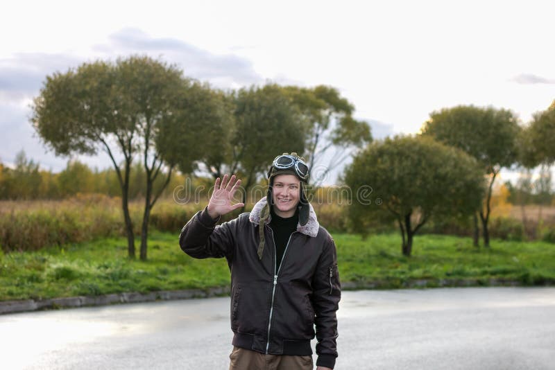 Vintage Pilot Aviator Welcomes Waving Commander Airline Old Uniform ...