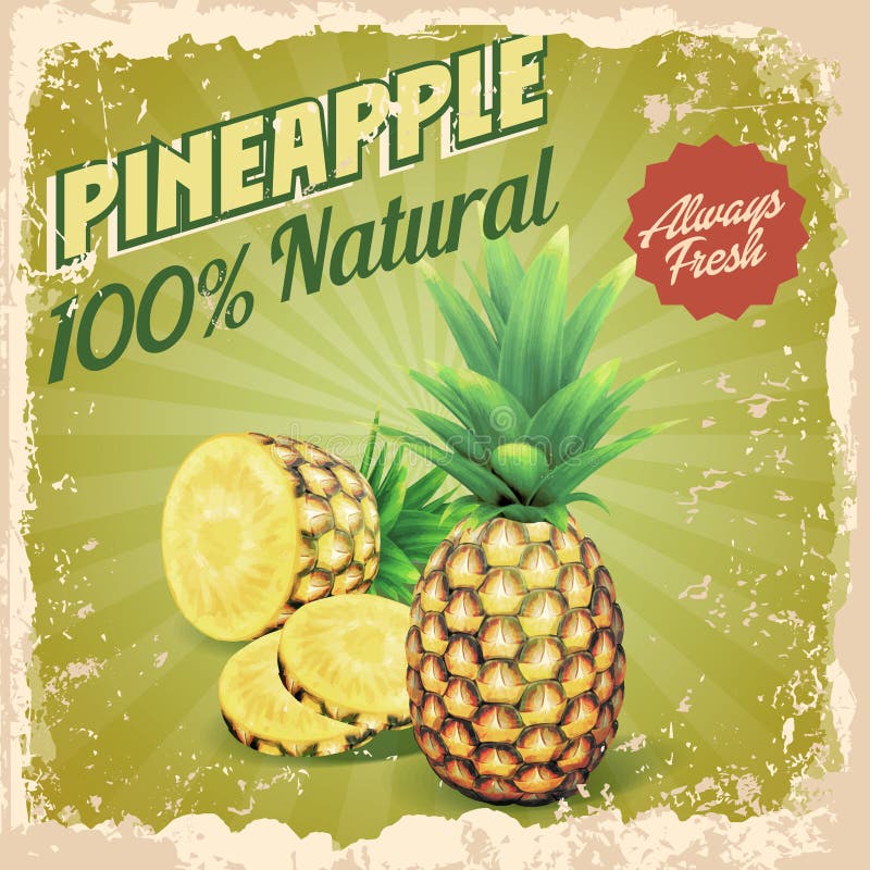 Pineapple Vintage Label Illustration On Old Paper. Stock Vector ...