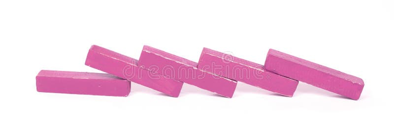 Vintage Pink Building Blocks Isolated on White, One Green One Stock ...