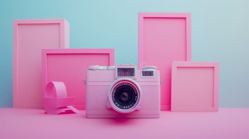 Vintage Pink Camera Frames Pastel Background Stock Photos - Free ...