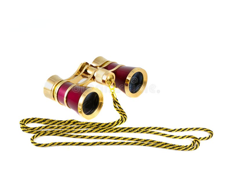 Vintage Pink and Golden Opera Glasses Isolated Stock Image - Image of ...