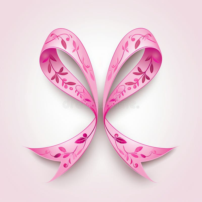 Vintage Pink Ribbon Hanging on Plain White Background Stock ...