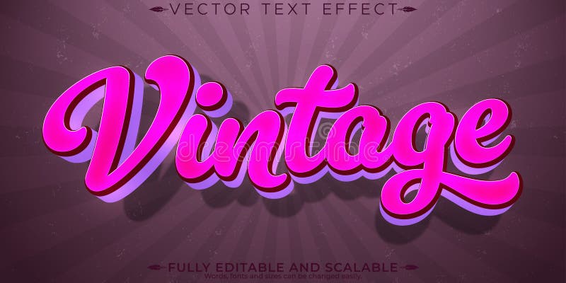 Vintage Pink Text Effect, Editable Retro and Peace Text Style Stock ...