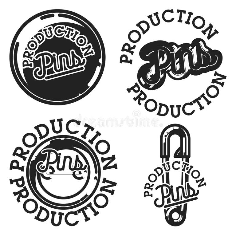 Vintage Pins Production Emblems Stock Vector - Illustration of drawing ...
