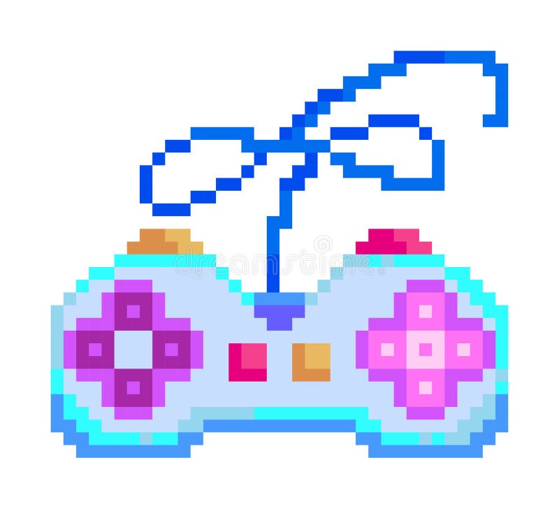 Vintage Pixel Game Controller, 8-bit Joystick Icon Stock Vector ...