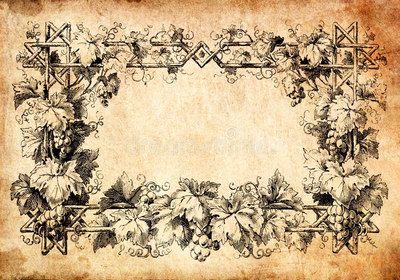 Vintage Plant Frame on Old Paper Stock Photo - Image of plant, card ...