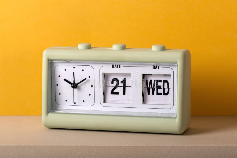 Vintage Plastic Tabletop Clock with Date and Time Stock Image - Image ...