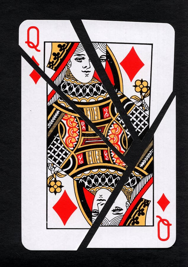 A Playing Card Cut into Sharp Pieces on a Black Background. Stock ...