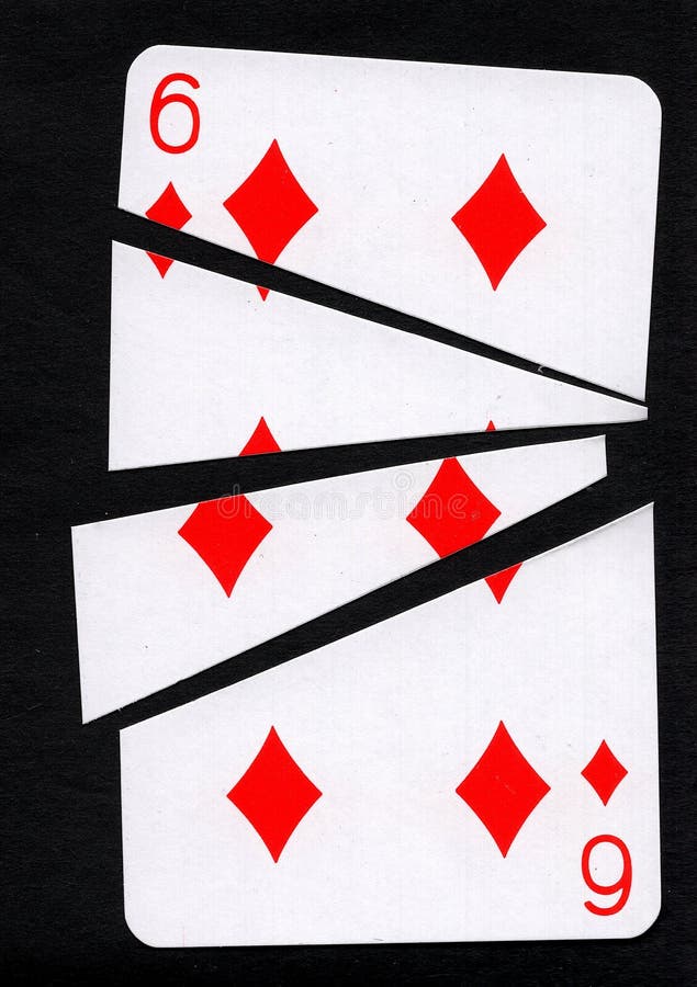 A Playing Card Cut into Sharp Pieces on a Black Background. Stock ...