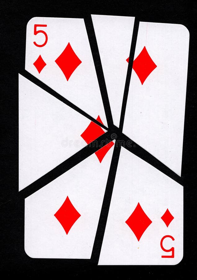 A Playing Card Cut into Sharp Pieces on a Black Background. Stock ...