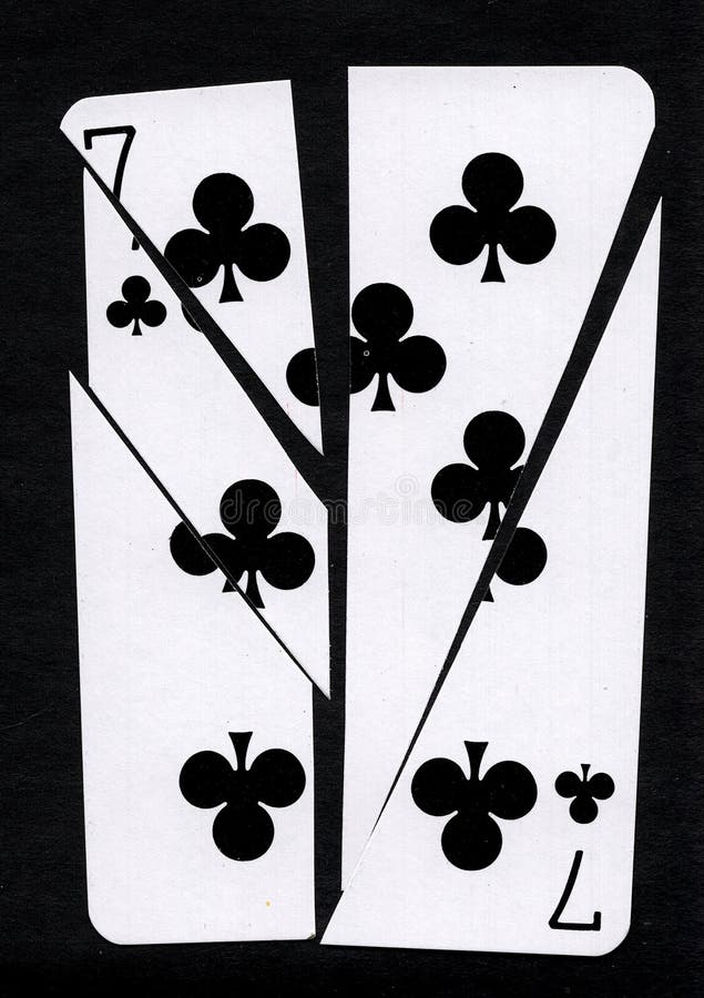A Playing Card Cut into Sharp Pieces on a Black Background. Stock ...