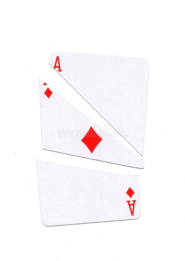 A Playing Card Cut into Sharp Pieces on a White Background. Stock ...