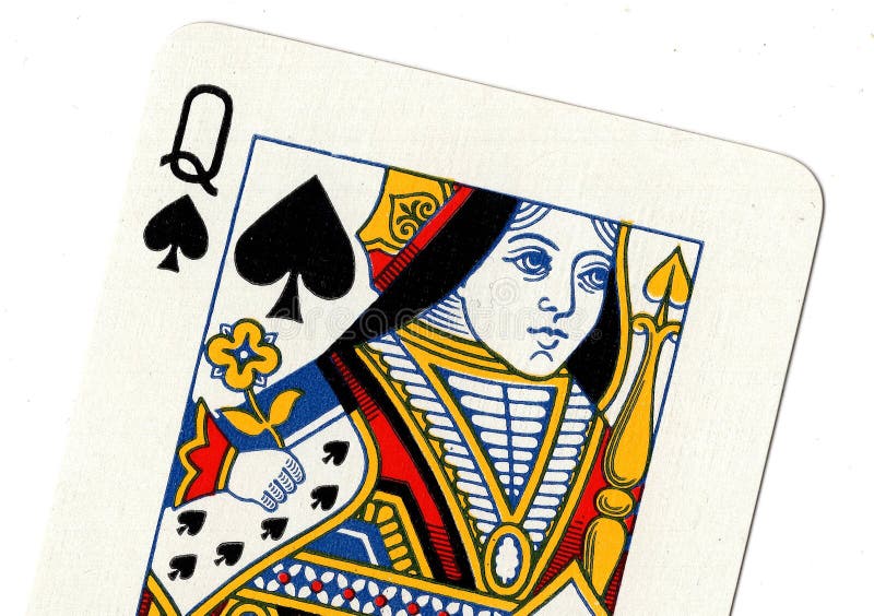 Vintage Playing Card Showing A Close Up Of The Queen Of Spades Stock Illustration