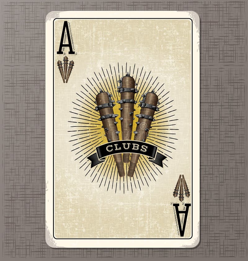 Vintage Playing Card Vector Illustration of the Ace of Diamonds Stock ...