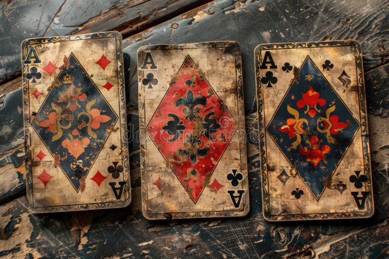 Vintage Playing Cards with Ornate Designs Shown Front Stock ...