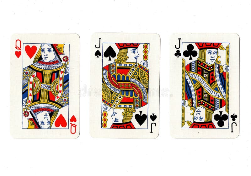 Vintage Playing Cards Showing a Pair of Jacks and a Queen. Stock ...