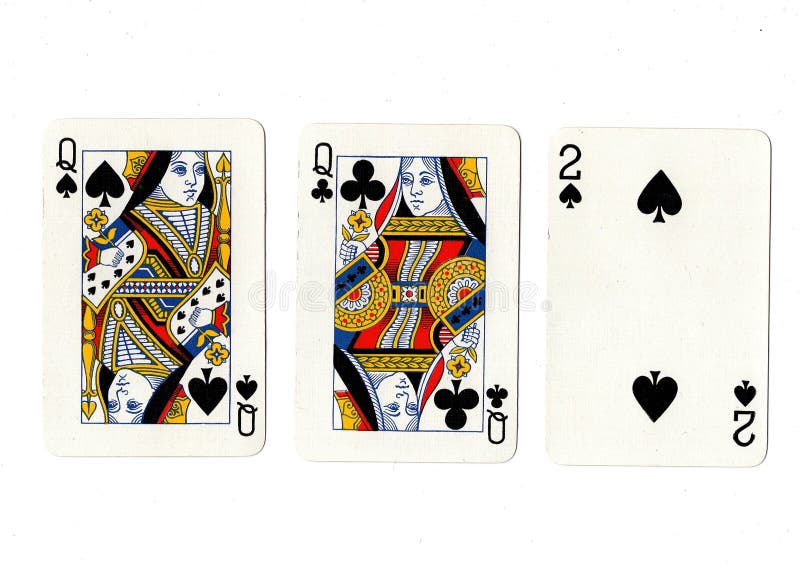 Vintage Playing Cards Showing a Pair of Queens and a Two. Stock ...