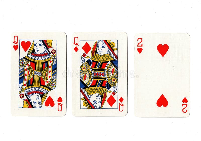 Vintage Playing Cards Showing a Pair of Queens and a Two. Stock ...