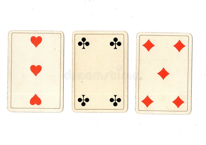 Vintage Playing Cards Showing a Three Card in Different Suits. Stock ...