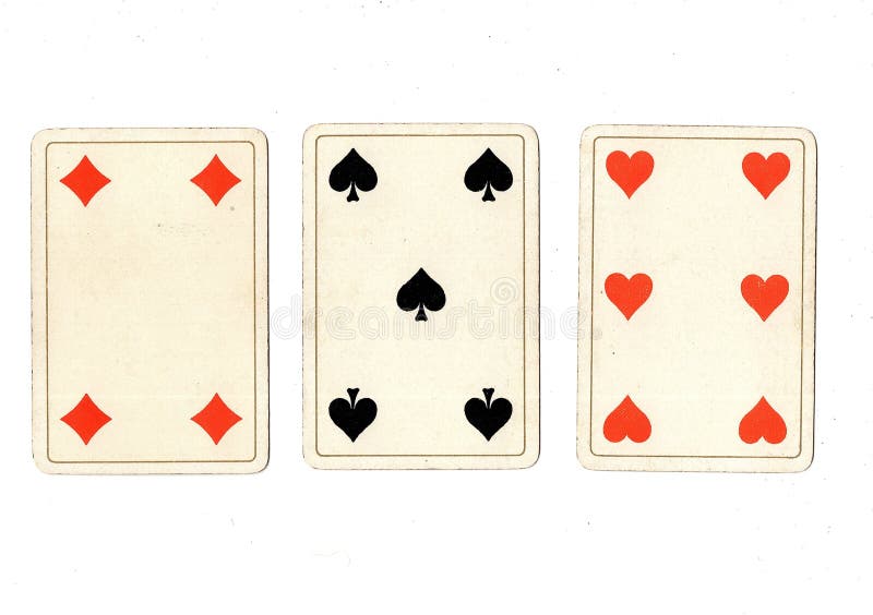 Vintage Playing Cards Showing a Three Card in Different Suits. Stock ...