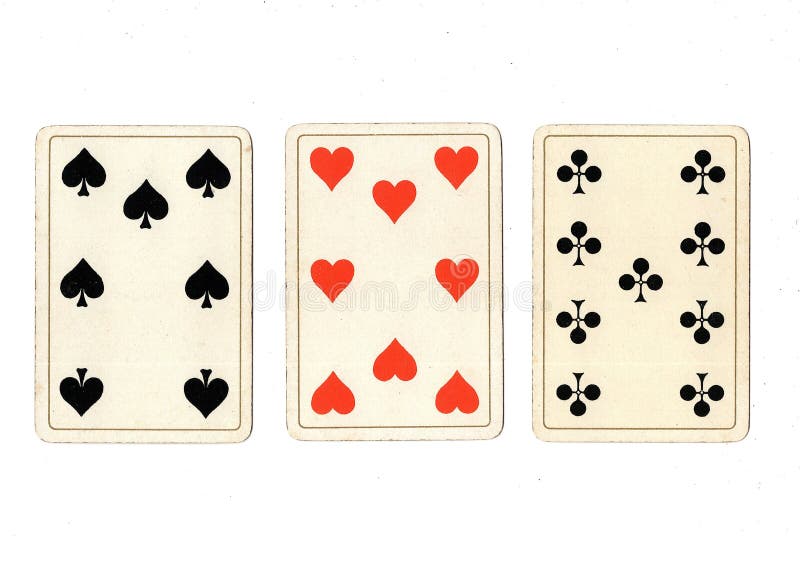 Vintage Playing Cards Showing a Three Card in Different Suits. Stock ...