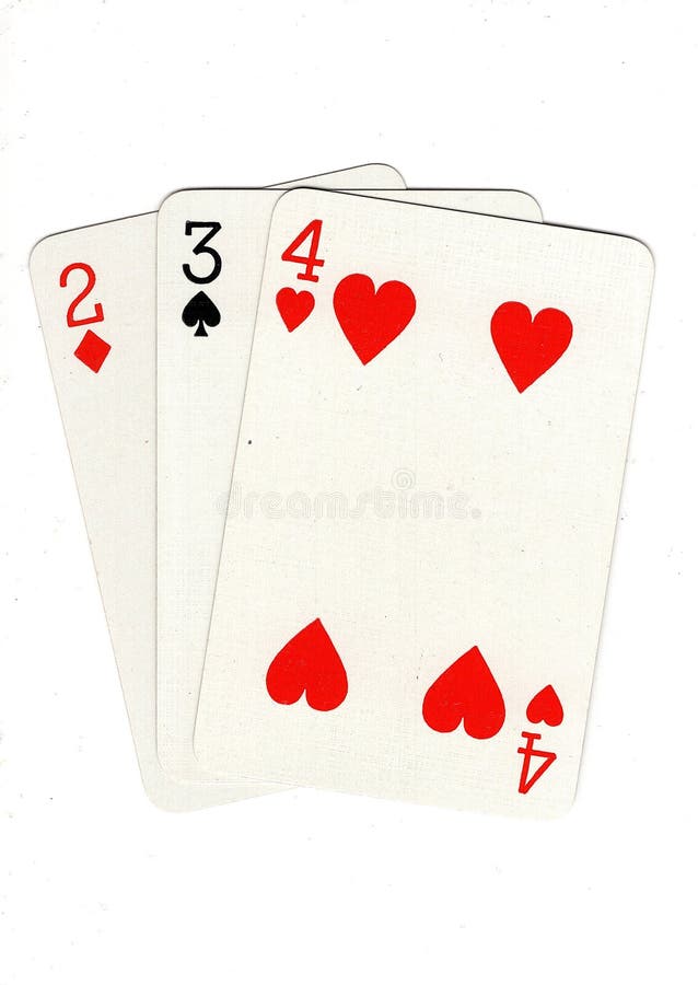 Vintage Playing Cards Showing a Three Card Run in Different Suits ...