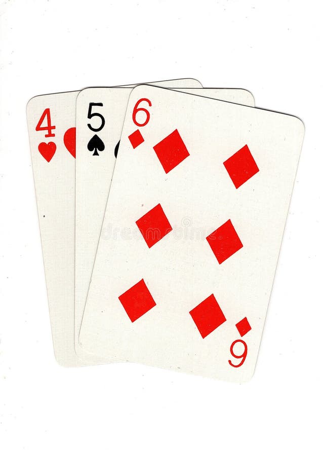 Vintage Playing Cards Showing a Three Card Run in Different Suits ...