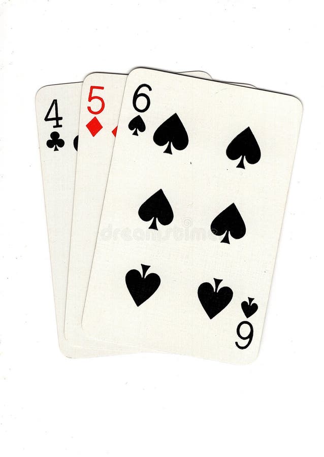 Vintage Playing Cards Showing a Three Card Run in Different Suits ...