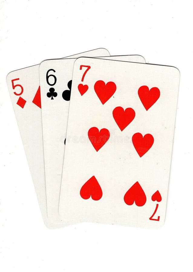 Vintage Playing Cards Showing a Three Card Run in Different Suits ...