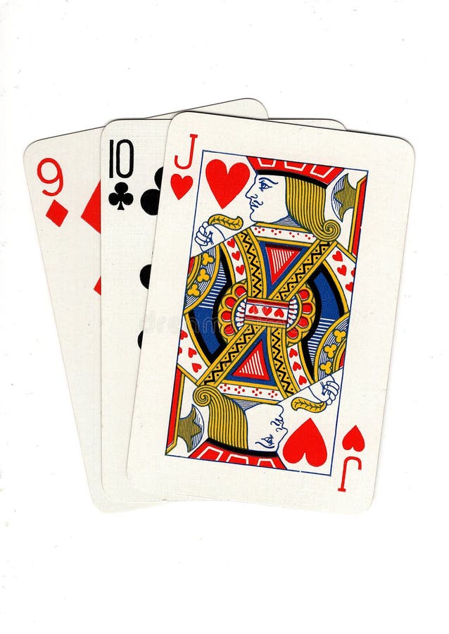 Vintage Playing Cards Showing a Three Card Run in Different Suits ...