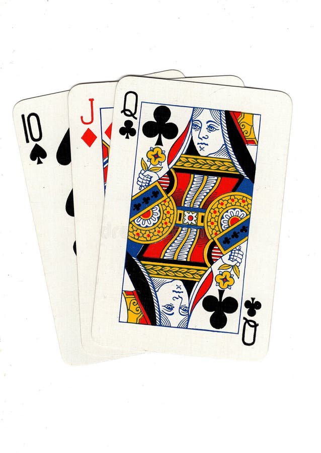 Vintage Playing Cards Showing a Three Card Run in Different Suits ...