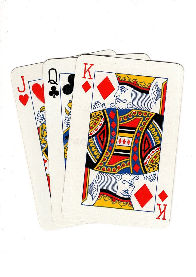 Vintage Playing Cards Showing a Three Card Run in Different Suits ...
