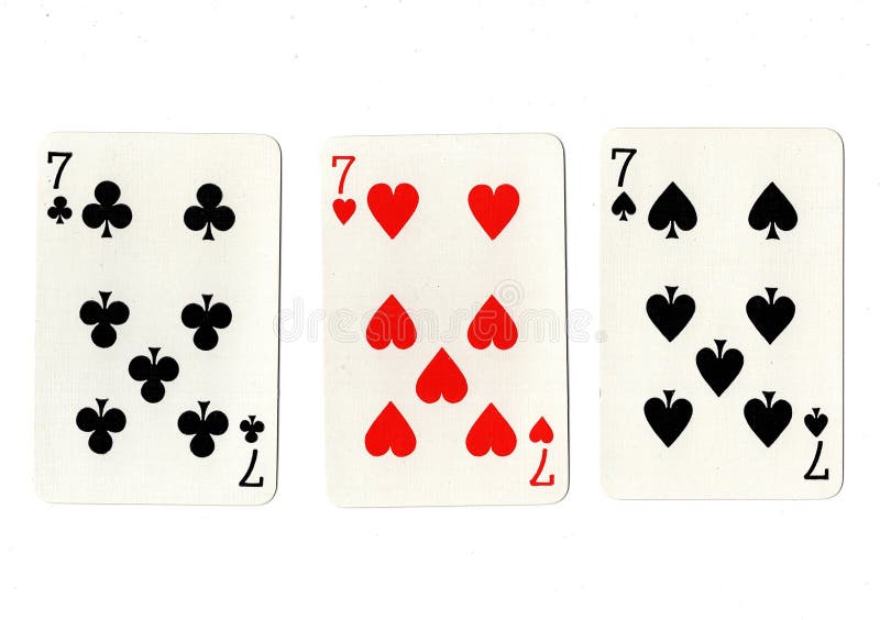 Vintage Playing Cards Showing Three Sevens. Stock Illustration ...