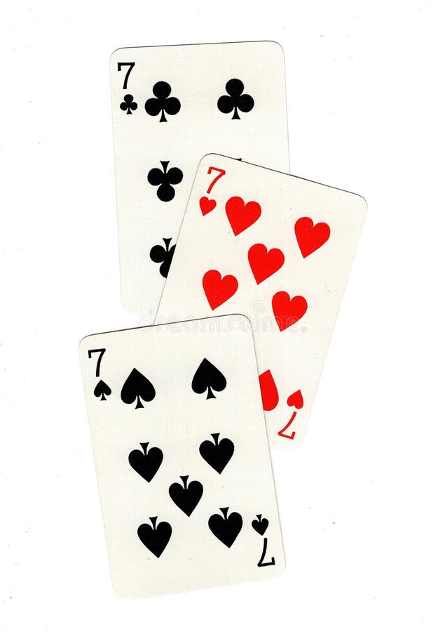 Vintage Playing Cards Showing Three Sevens. Stock Illustration ...