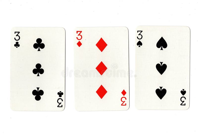 Vintage Playing Cards Showing Three Threes. Stock Illustration ...
