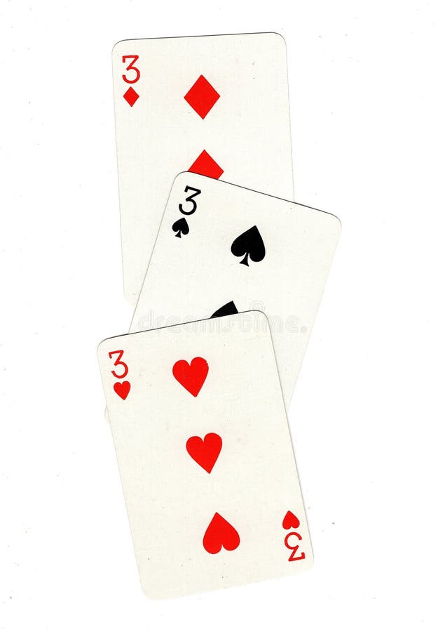 Vintage Playing Cards Showing Three Threes. Stock Illustration ...