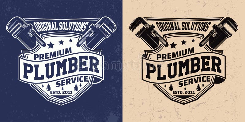 Vintage Plumbers Logo or Emblem Design Stock Vector - Illustration of ...