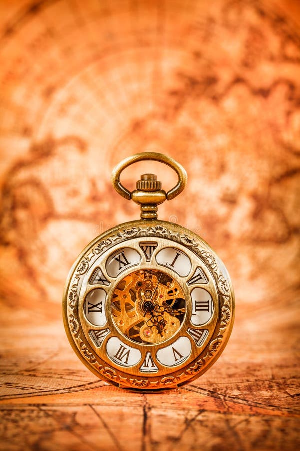 Vintage pocket watch stock image. Image of metal, dark - 52370497