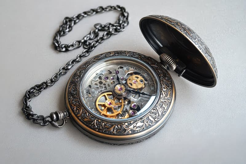 Vintage Pocket Watch with a Chain Hanging from it. Stock Photo - Image ...