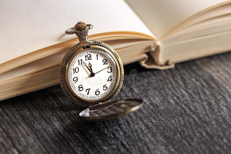 Vintage Pocket Watch with Open Book Stock Image - Image of open, pocket ...