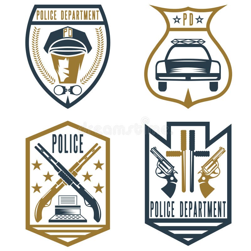 Vintage Police Law Enforcement Badges Stock Vector - Illustration of ...