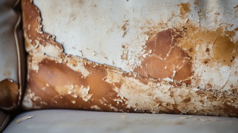 Vintage Polyester Couch with Cracked and Peeling Paint Stock ...
