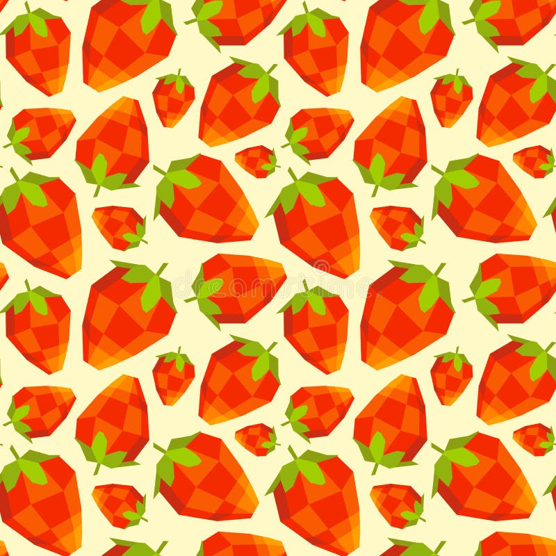 Vintage Polygon Strawberry Pattern Stock Vector - Illustration of comic ...