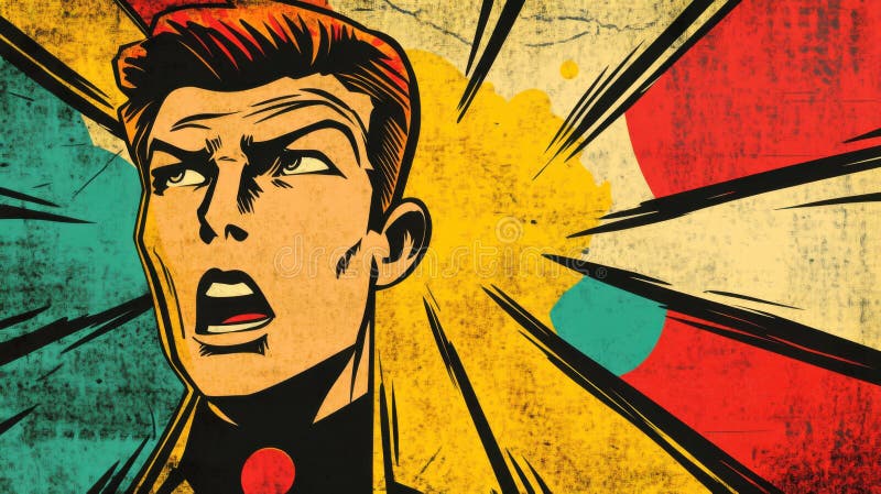 Vintage Pop Art Illustration with a Spirit Man Face Stock Illustration ...