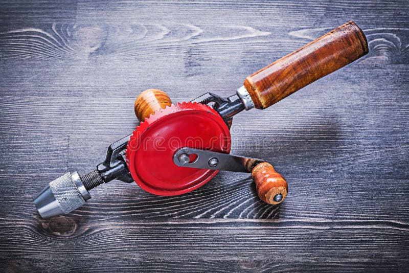 Vintage Portable Drill Wooden Handle Wood Board Stock Photos - Free ...