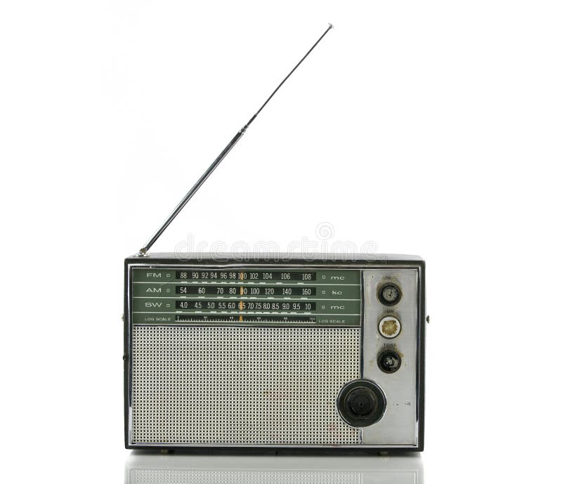 Vintage Portable Radio Front Side Isolated Stock Photo - Image of ...