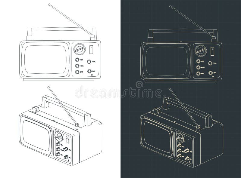 Vintage Portable TV Blueprints Stock Vector - Illustration of ...
